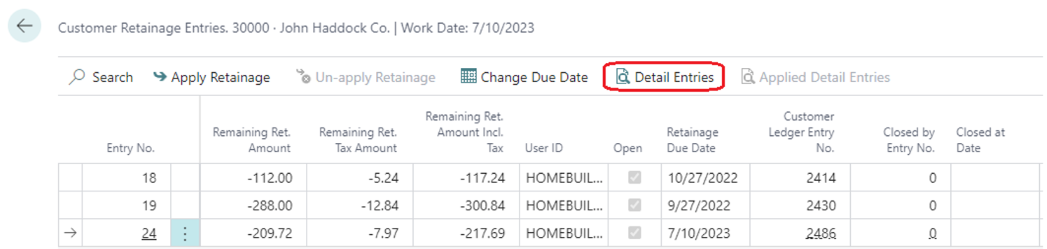 Sales Invoice with Retainage | HomeBuilder Docs